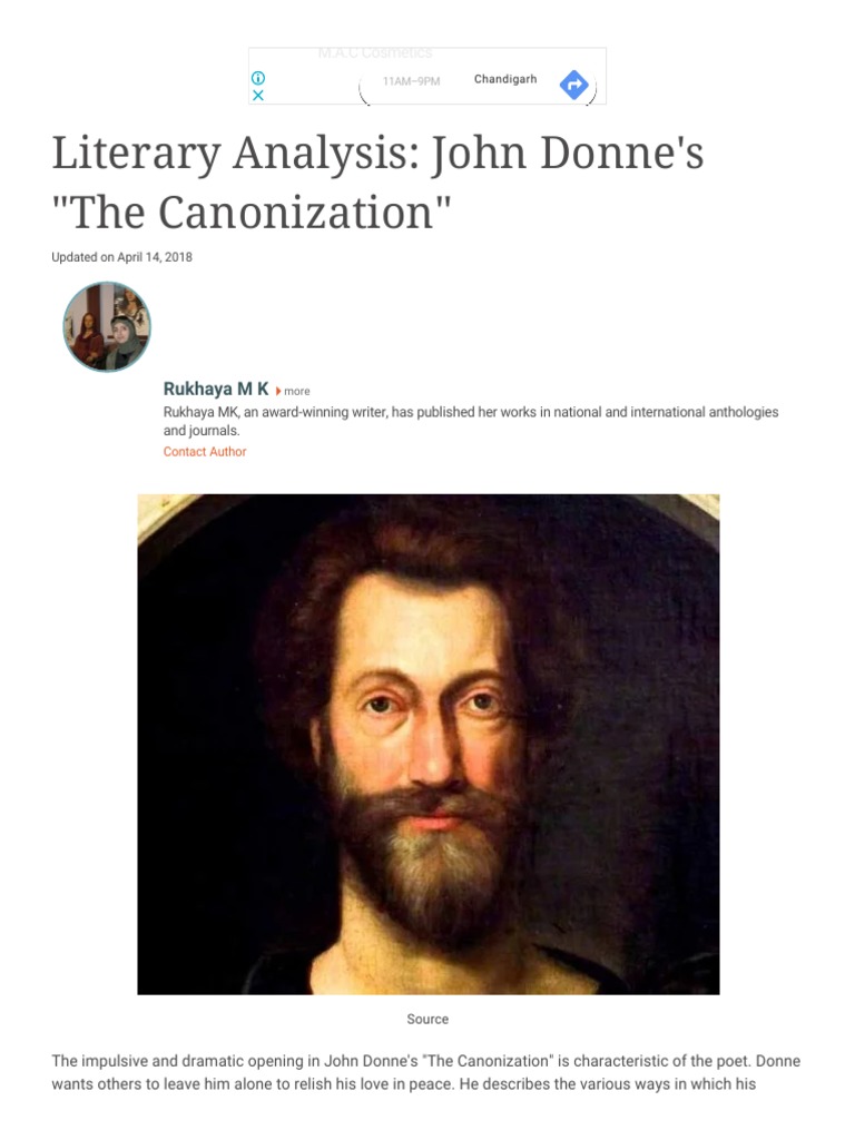 Literary Analysis: John Donne's "The Canonization" - Owlcation | PDF ...