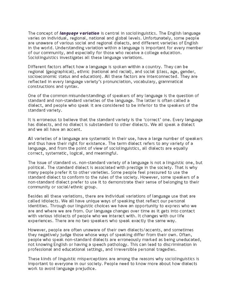 Language Variety | PDF | Dialect | Sociolinguistics