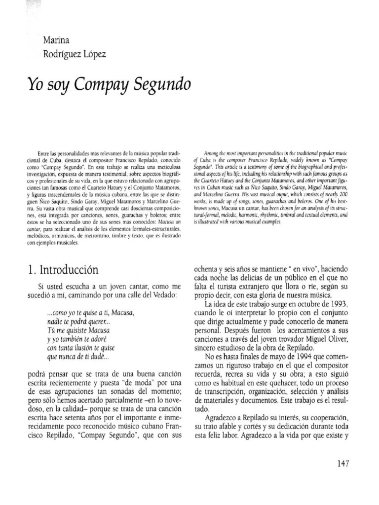 Vida y legado de Compay Segundo | PDF | Cuba | Guitarras