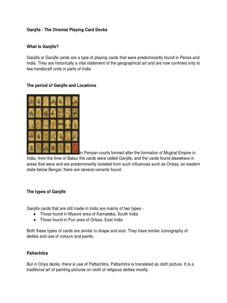 Ganjifa: The Art of Oriya Playing Cards | PDF | Playing Cards | Paintings