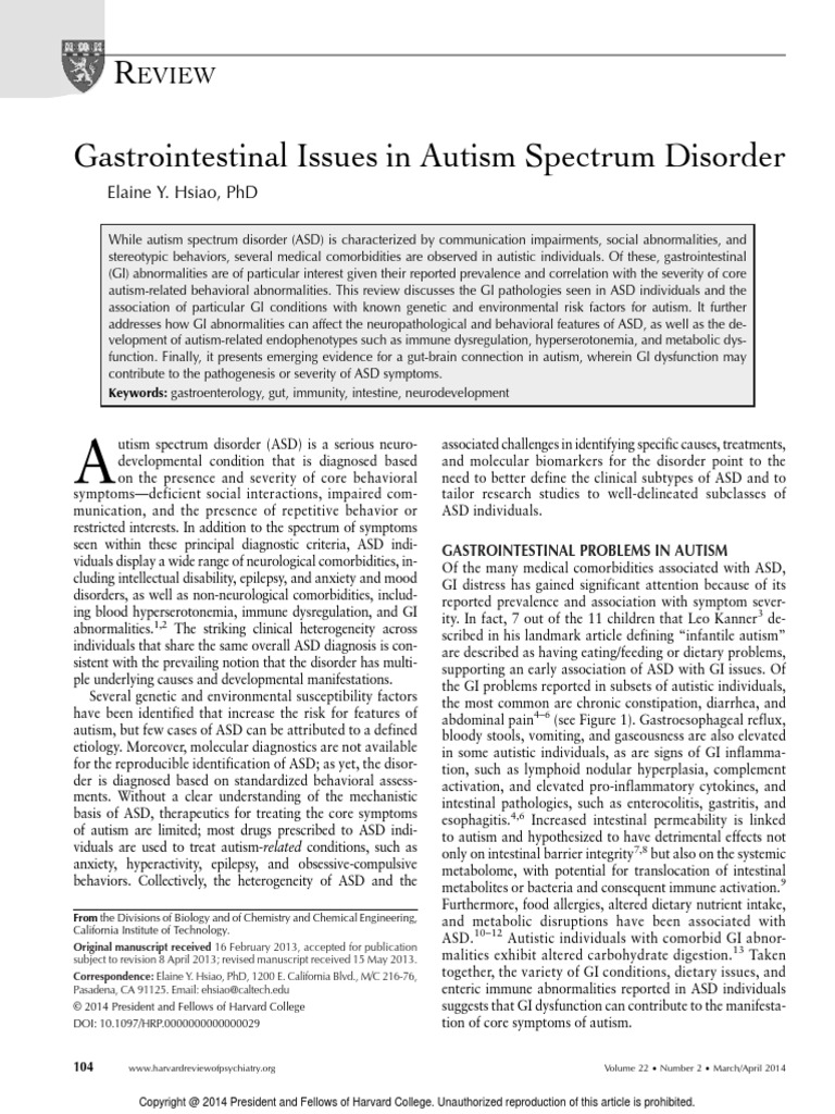 Gastrointestinal Issues in Autism Spectrum.5 PDF | PDF | Autism ...