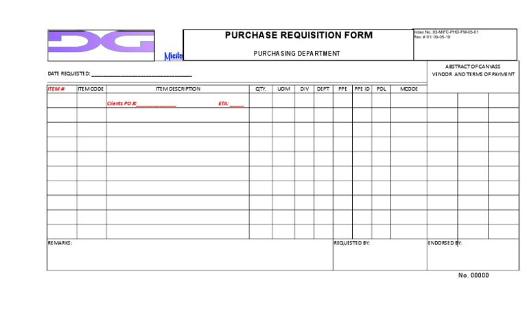 Purchase Slip Revised | PDF