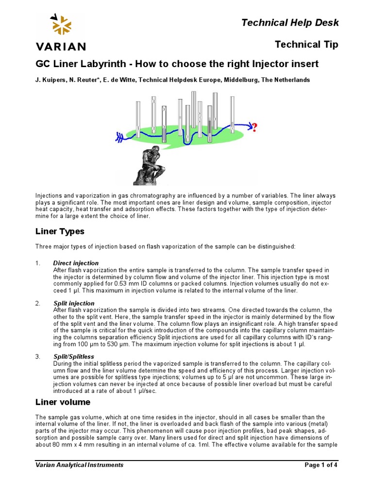 TechTip GC Liners 1 | PDF | Gas Chromatography | Evaporation