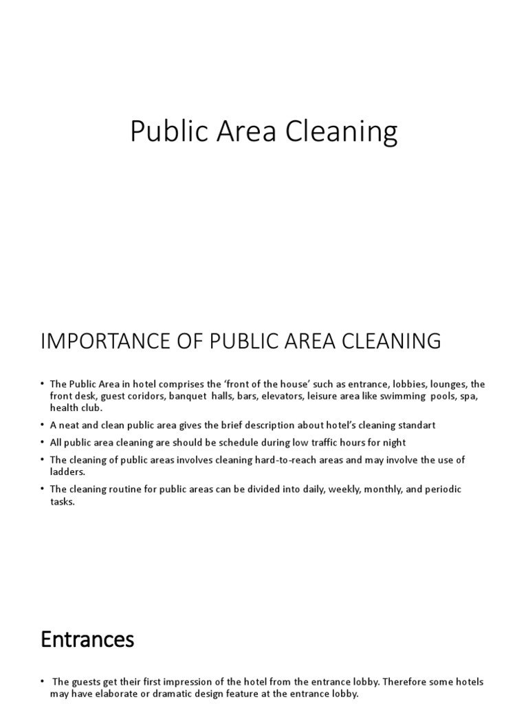 Public Area Cleaning - Housekeeping | PDF | Vacuum Cleaner | Elevator