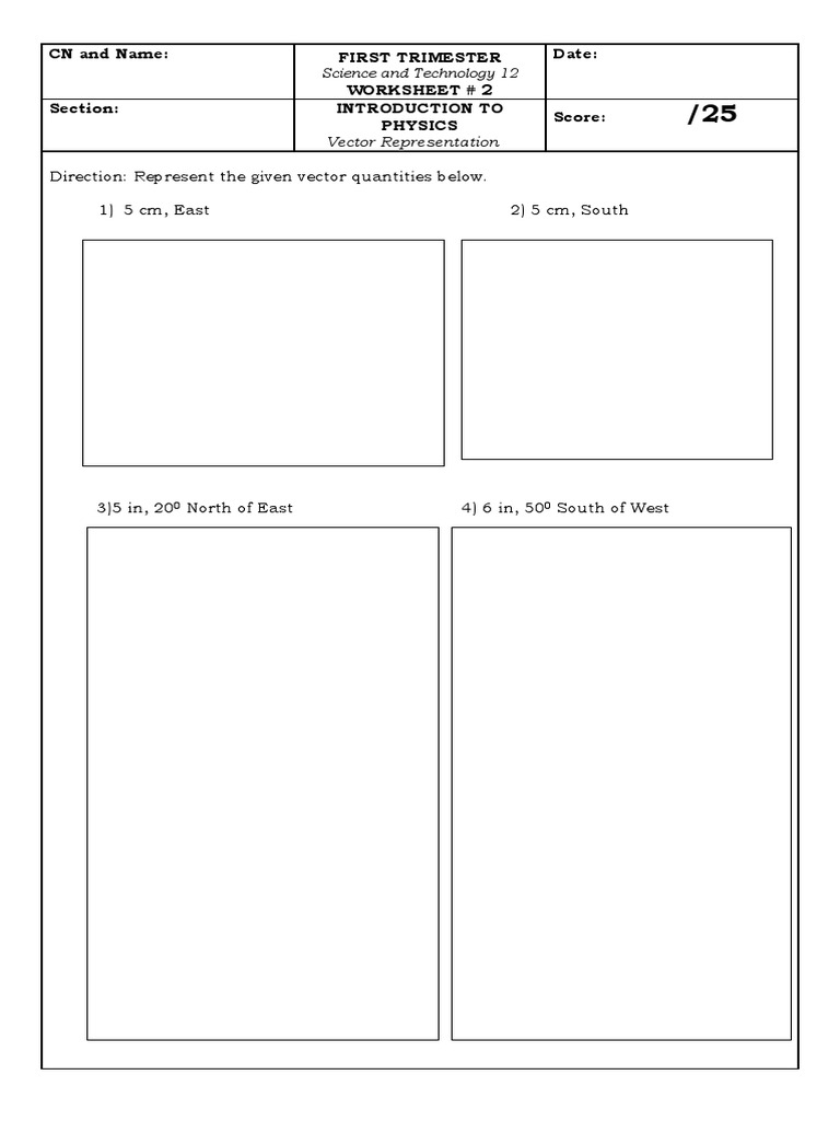 Vector Representation Worksheet for Physics | PDF
