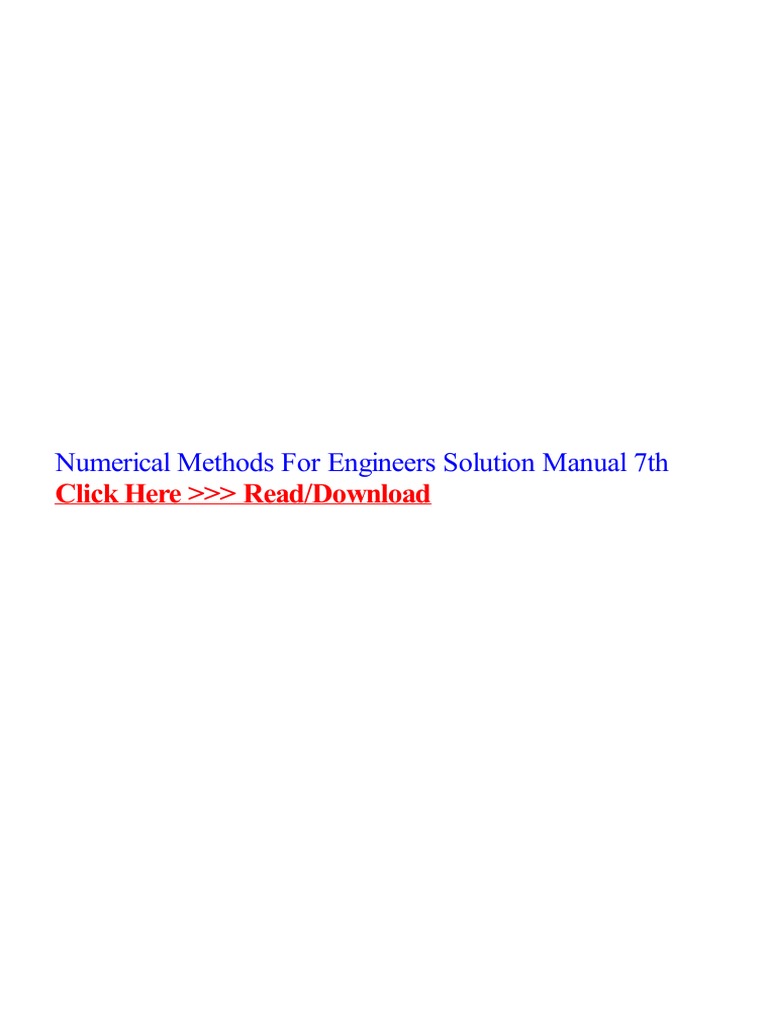 Numerical Methods For Engineers Solution Manual 7th: Click Here Read ...