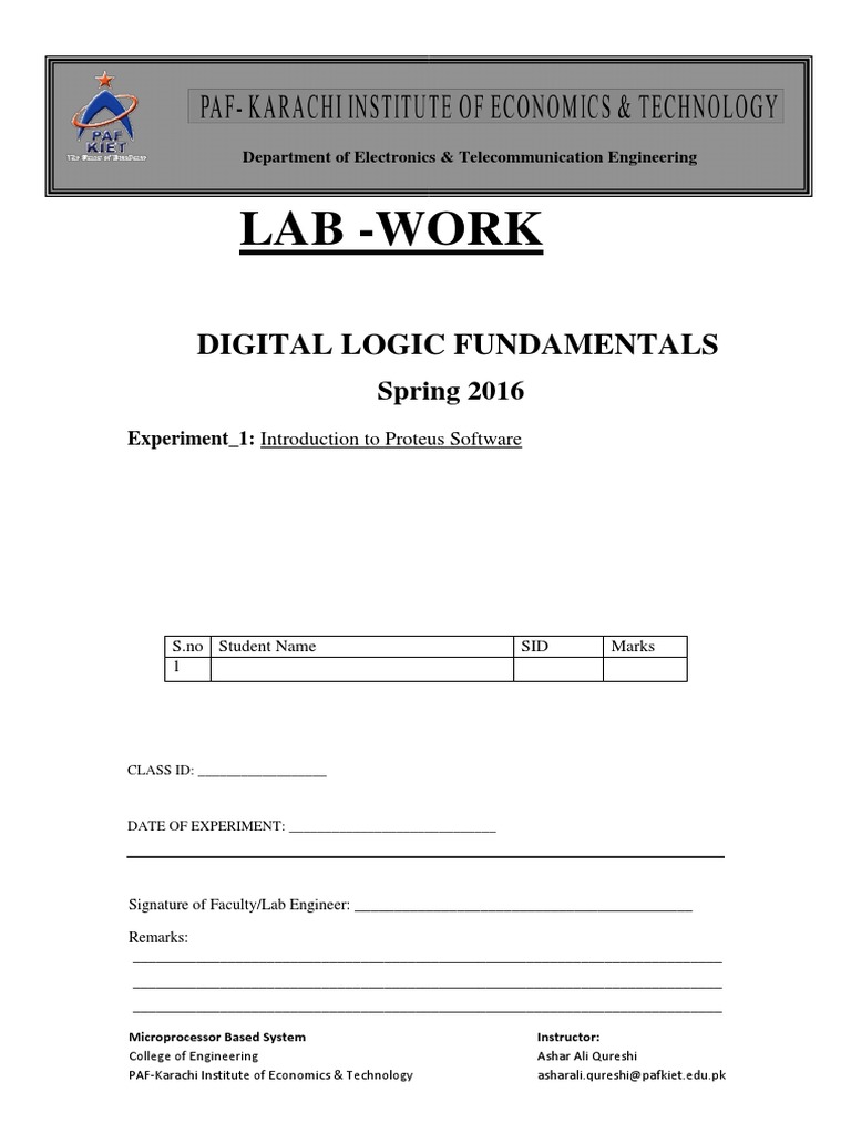 Lab - Work: Digital Logic Fundamentals | PDF | Digital Electronics ...