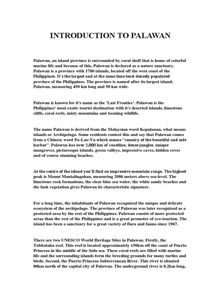 Introduction To Palawan | PDF