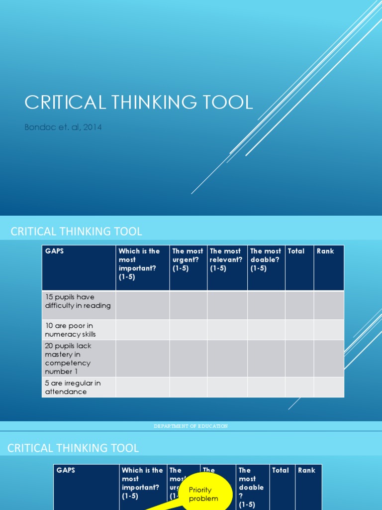 Critical Thinking Tool | PDF