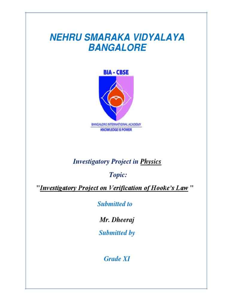 Physics Project Class 11 (Final) | PDF | Elasticity (Physics ...