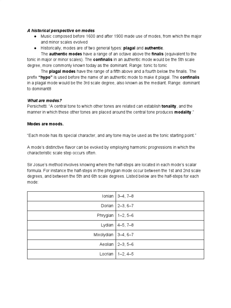 Music Theory Notes: Modes | PDF