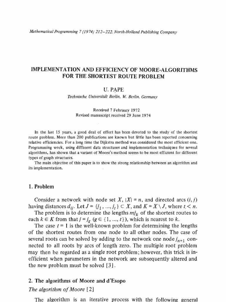 Implementation and Efficiency of For The Shortest Route Problem | PDF ...
