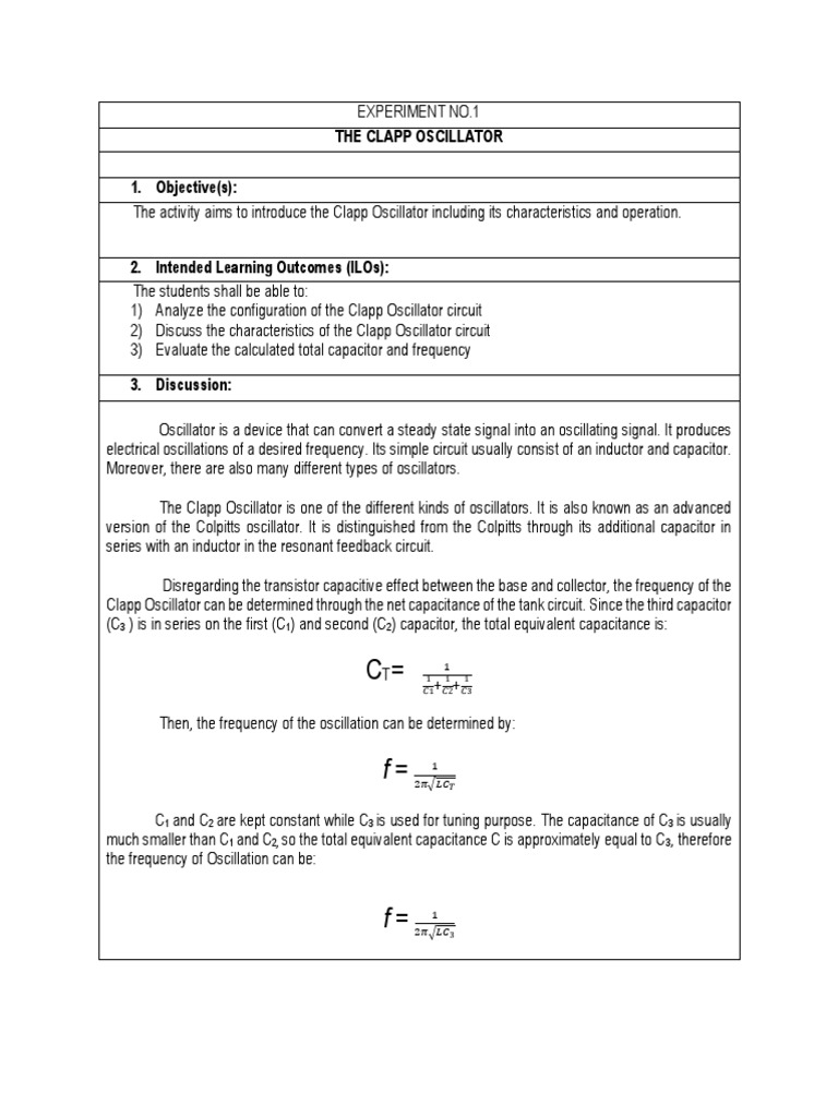 Experiment Ece Answer Sheet | PDF | Electronic Oscillator | Amplifier