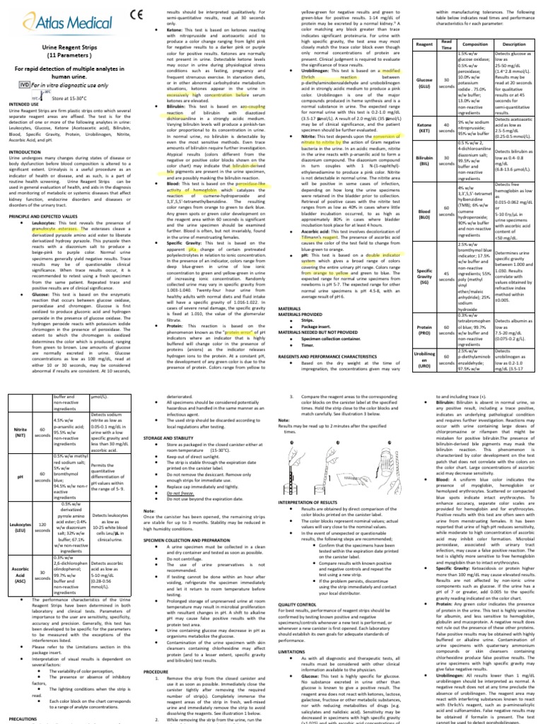 Urine Reagent Strips Package Insert | PDF | Urine | Glucose