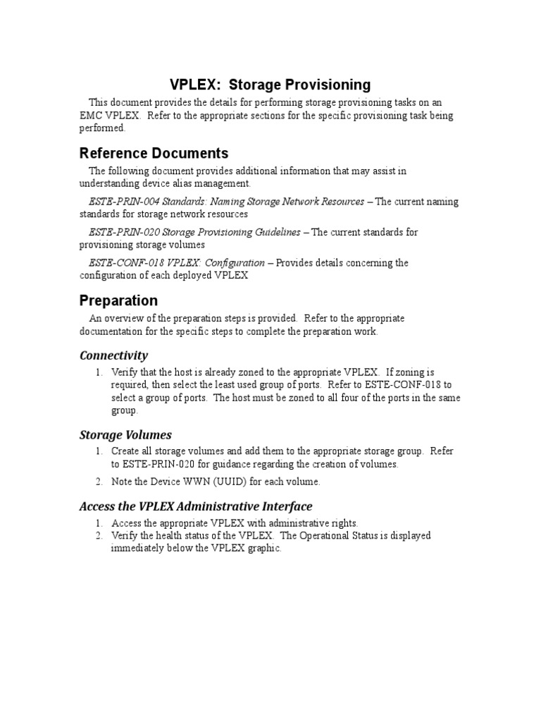 Provisioning Storage on an EMC VPLEX: A Step-by-Step Guide | PDF ...