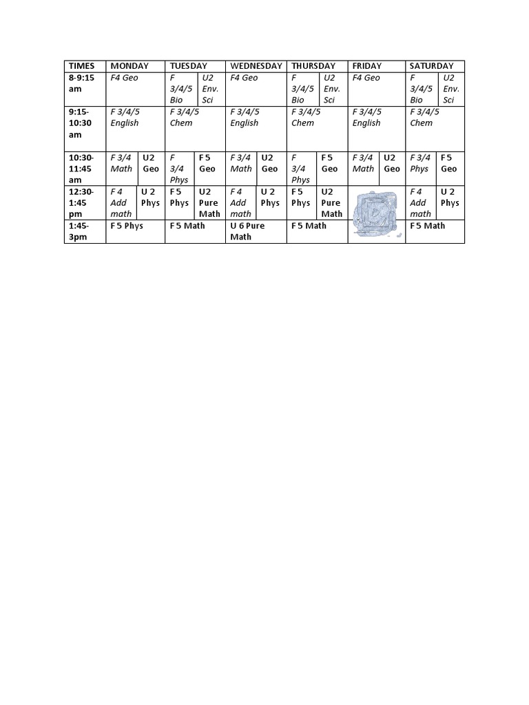 Summer Timetable | PDF