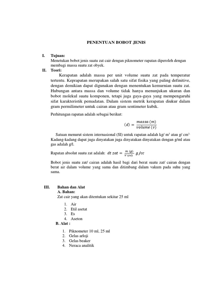 Penentuan Bobot Jenis dan Titik Didih Zat Cair | PDF | Sains & Matematika