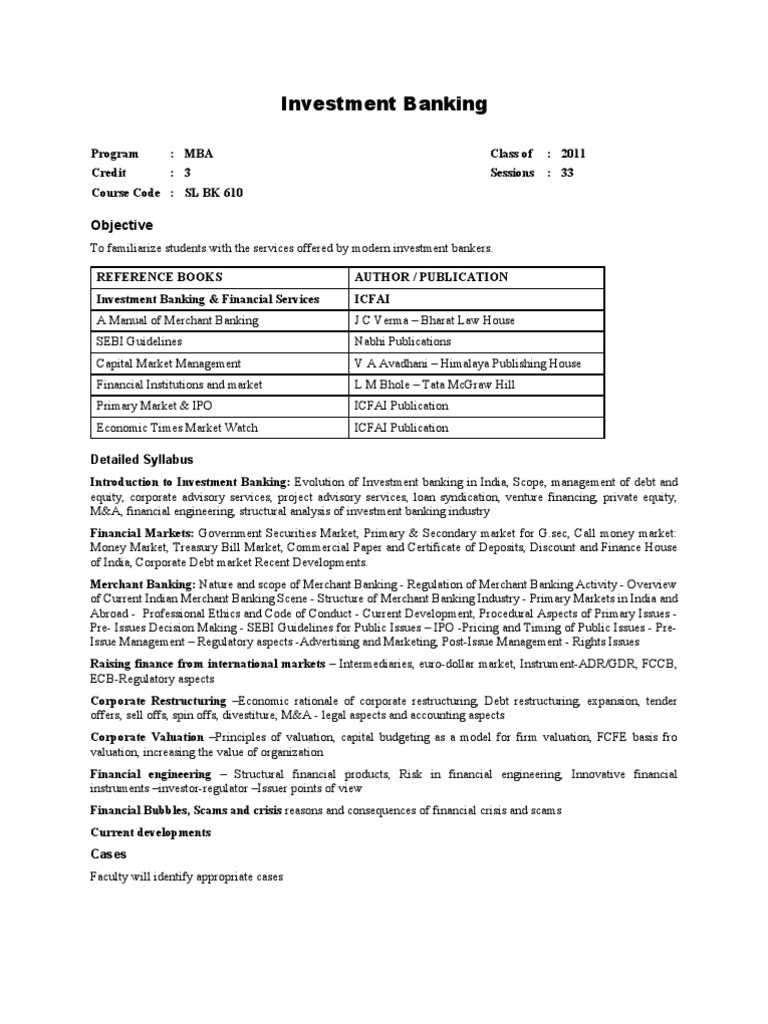Investment Banking | PDF | Investment Banking | Banks