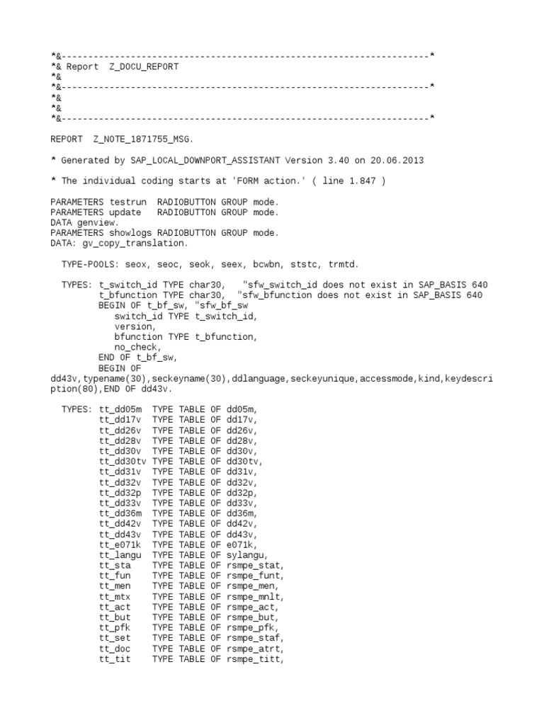 SAP Note | PDF | Data Type | Subroutine