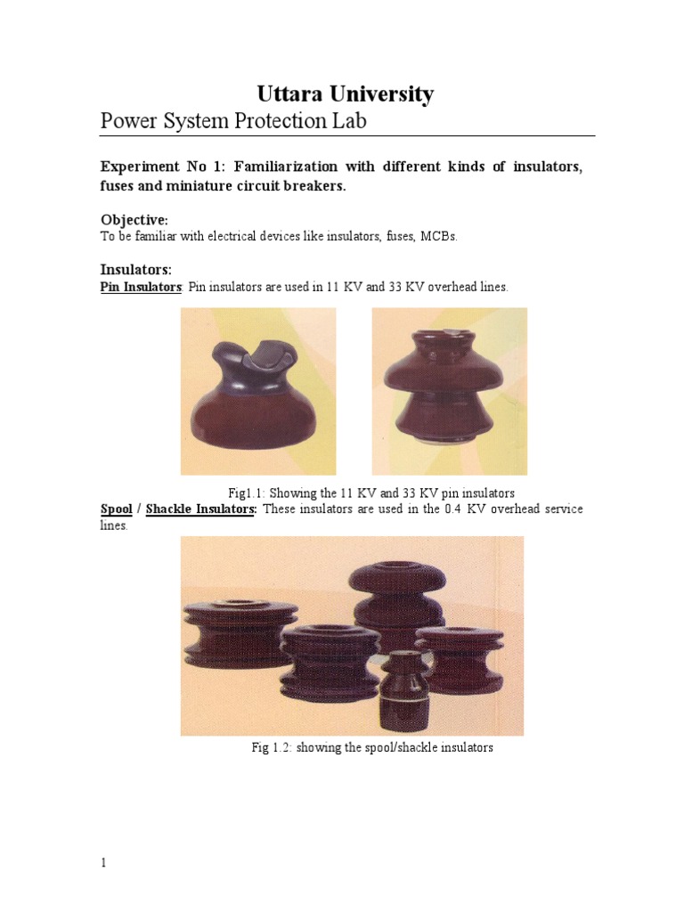 PSP Lab 1 | PDF | Fuse (Electrical) | Insulator (Electricity)