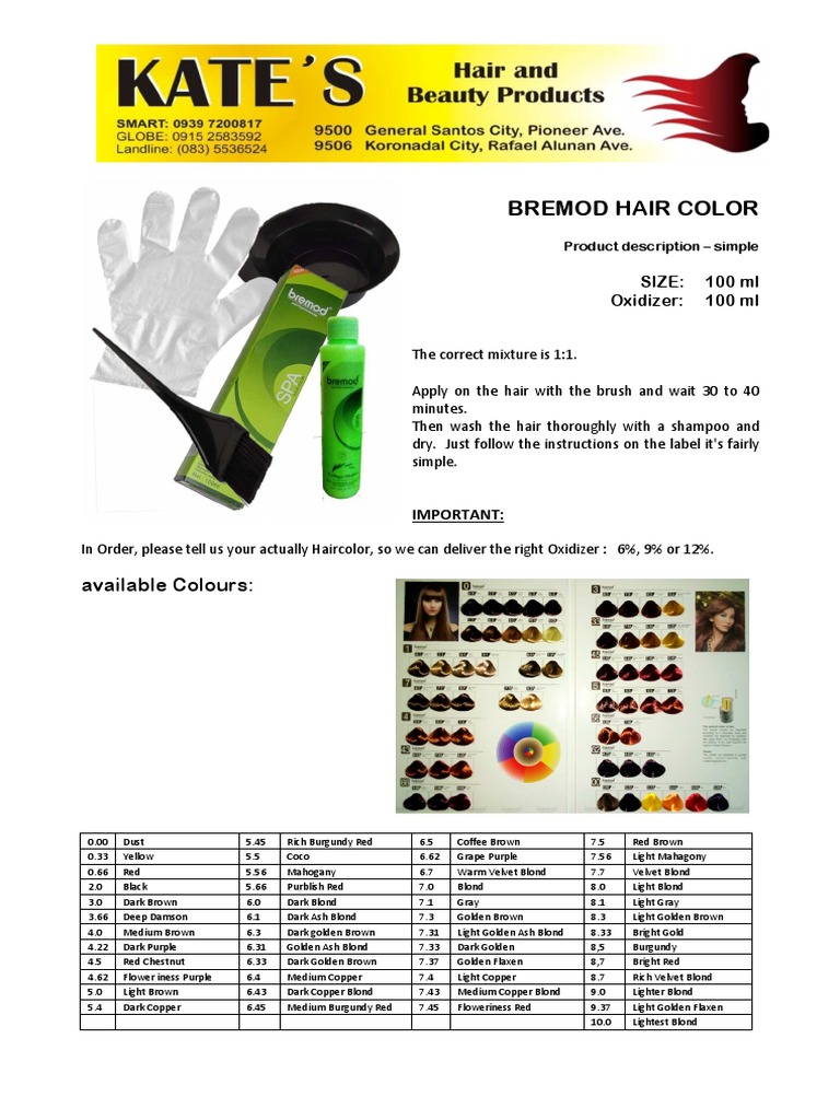 BREMOD HAIR COLOR DATA Sheet PDF | PDF | Blond | Graphic Design