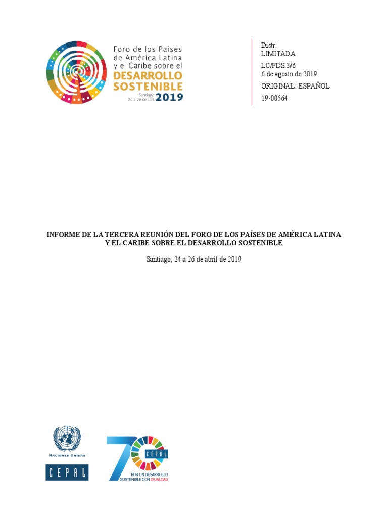 CEPAL Informe 3erforo de Los Pa Ses de Am Rica Latina y El Caribe Sobre El Desarrollo Sostenible ...