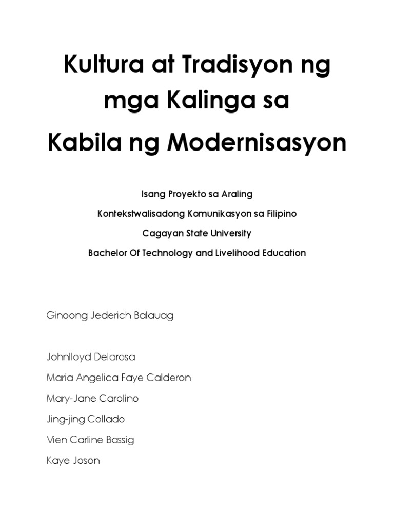 Kultura NG Kalinga | PDF