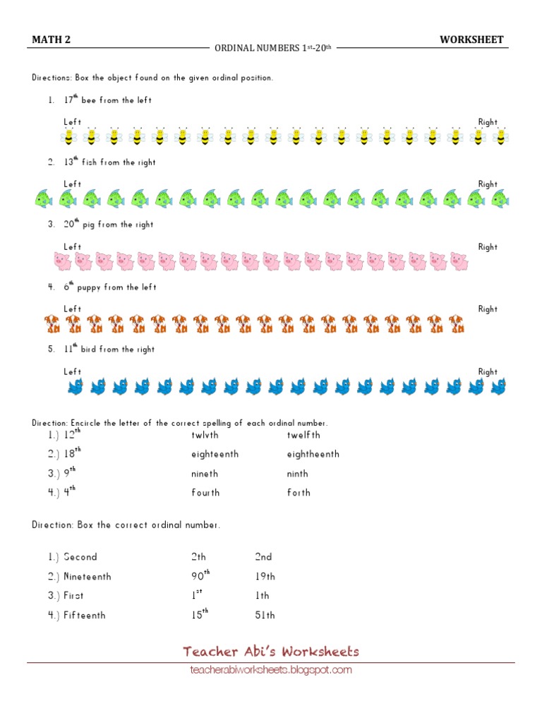Ordinal Numbers Worksheet: Practice Identifying Ordinal Positions and ...