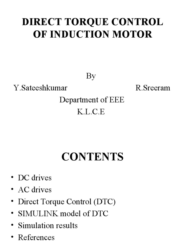 Direct Torque Control of Induction Motor | PDF | Electric Motor ...