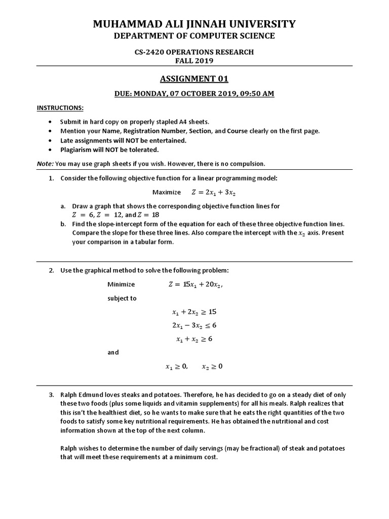 Assignment 01 PDF | PDF | Mathematical Concepts | Applied Mathematics