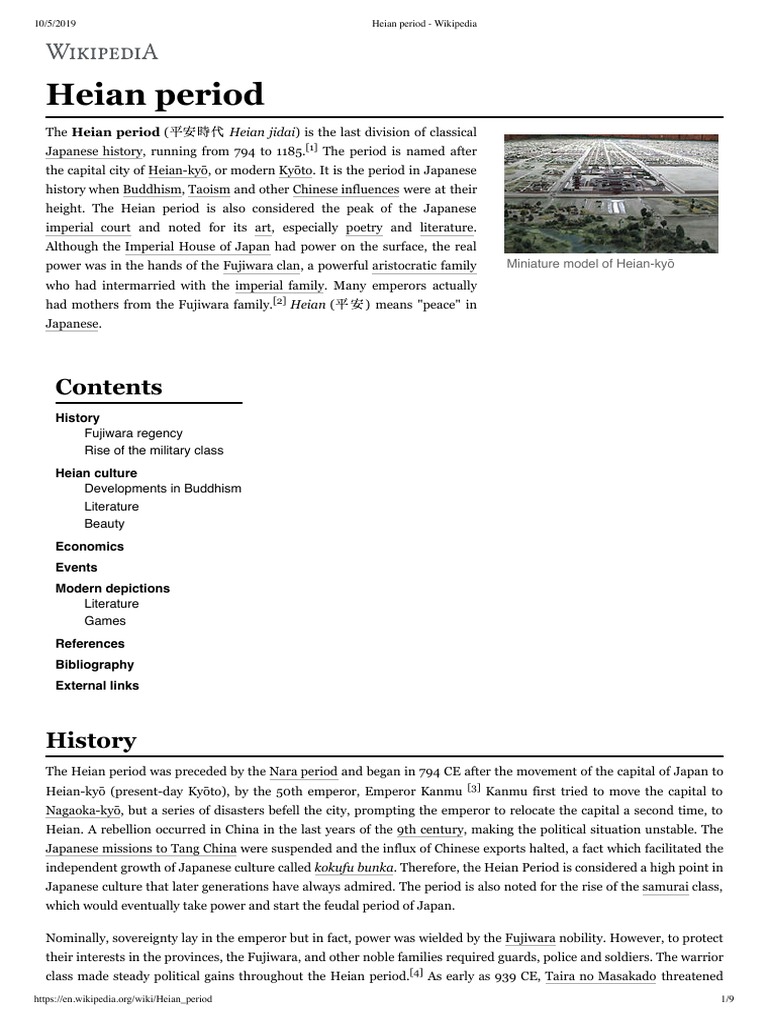 Heian Period: Fujiwara Regency Rise of The Military Class | PDF | Japan ...