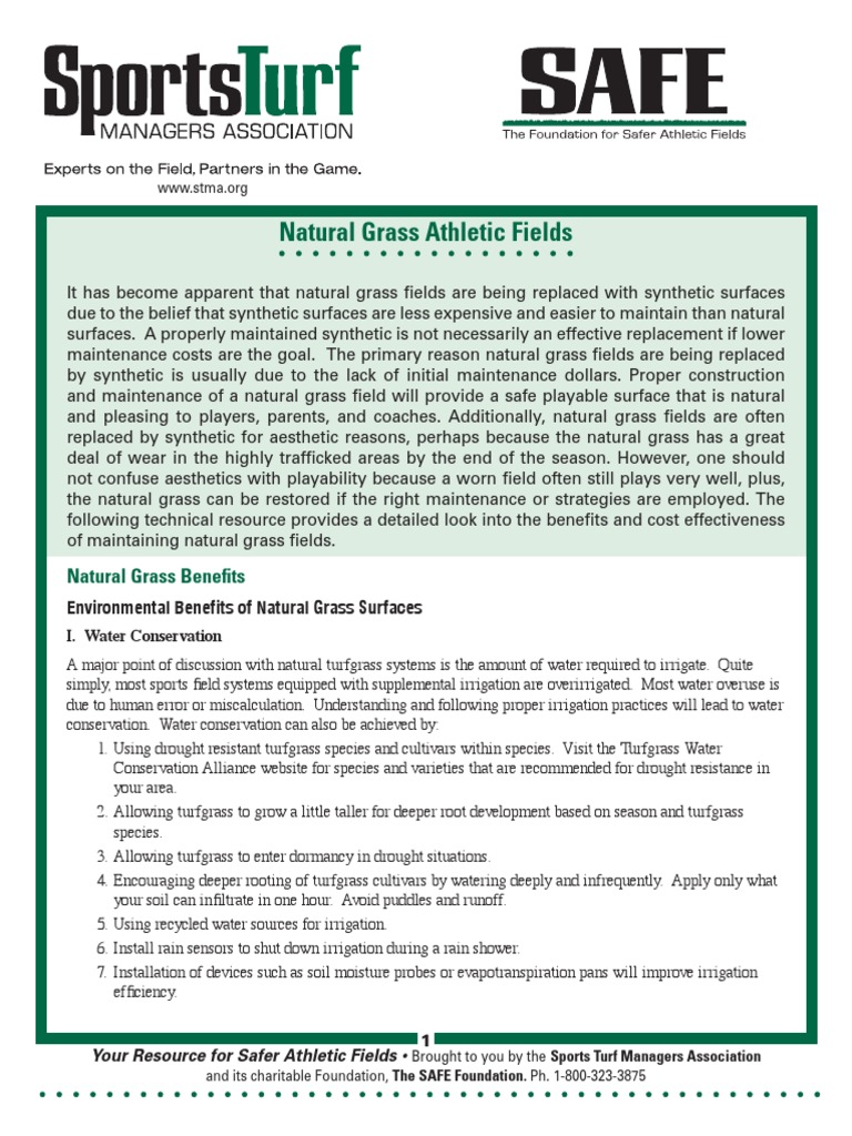 Benefits of Natural Grass Fields | PDF | Surface Runoff | Lawn
