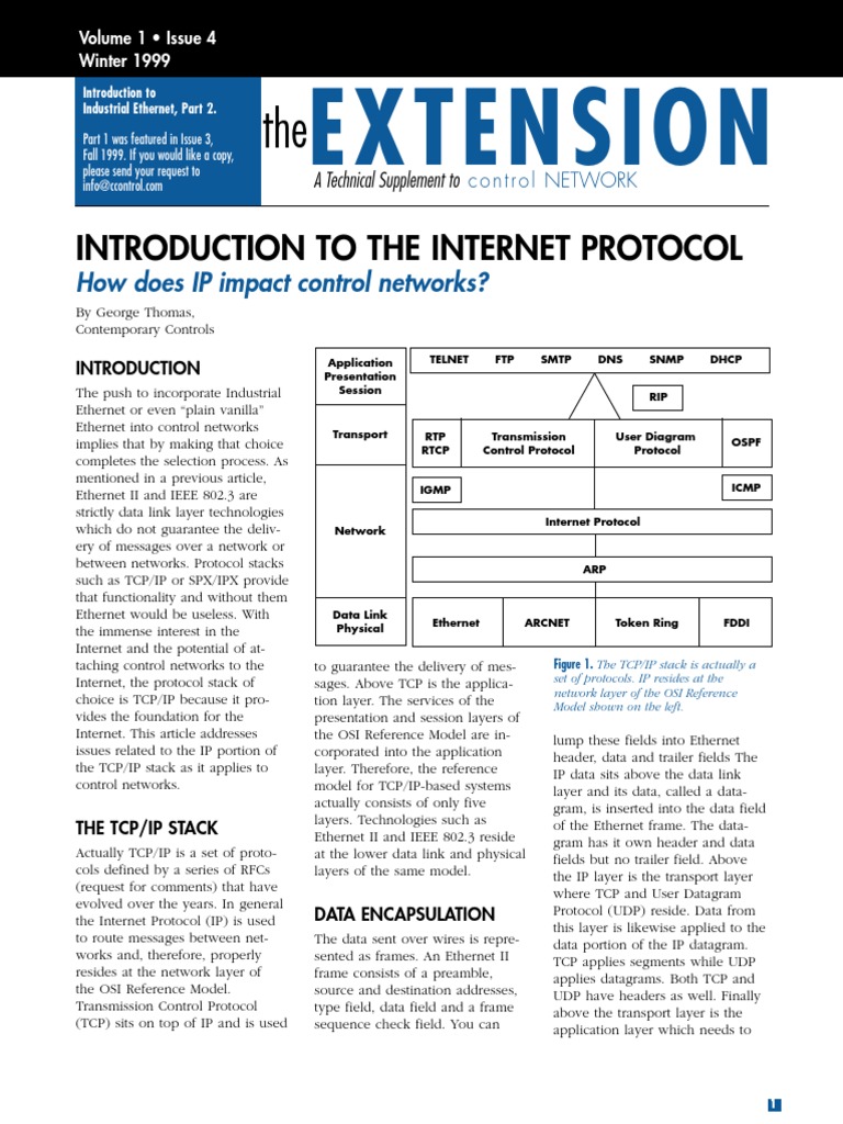 An Introduction to the TCP/IP Protocol Stack and the Role of the Internet Protocol in Industrial ...