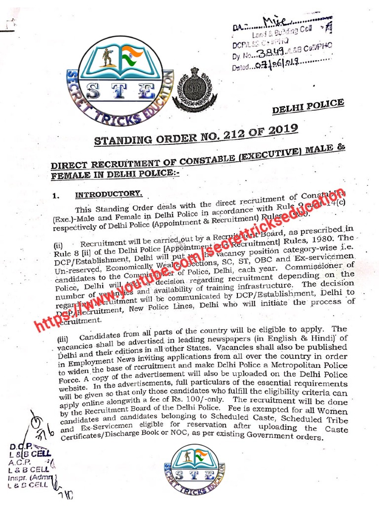 Delhi Police New Requirement 2019 | PDF
