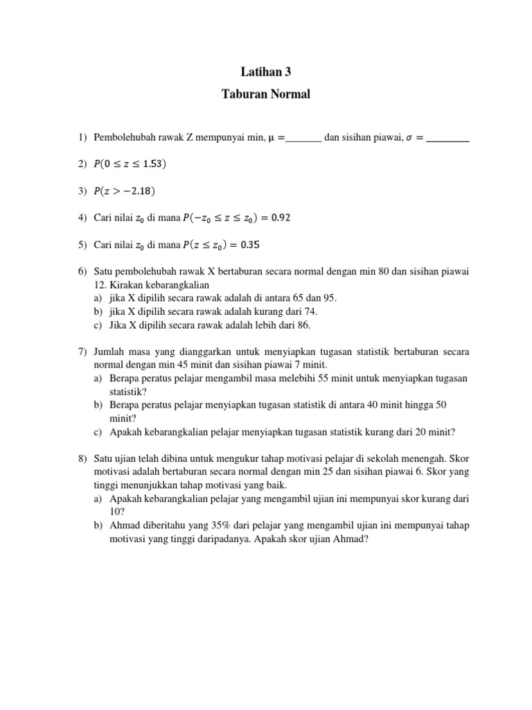 Latihan 3 Taburan Normal PDF | PDF