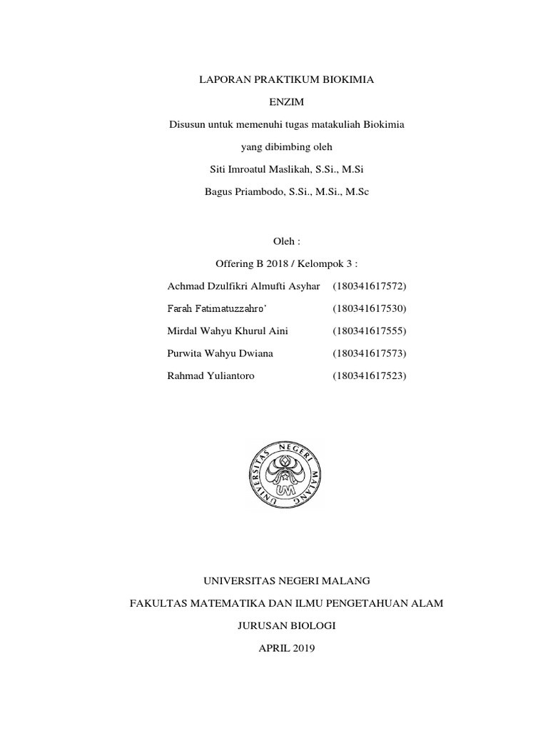 Enzim (Laporan Praktikum) | PDF