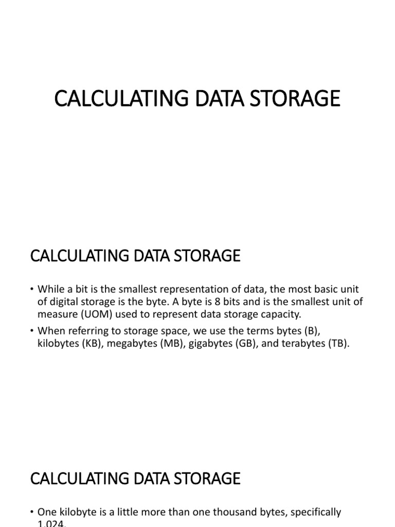 Calculating Data Storage | PDF