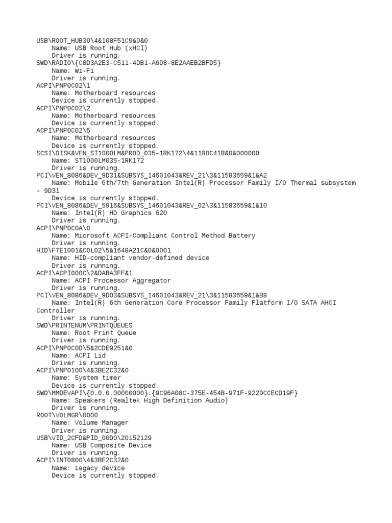 Dev List | PDF | Device Driver | Usb