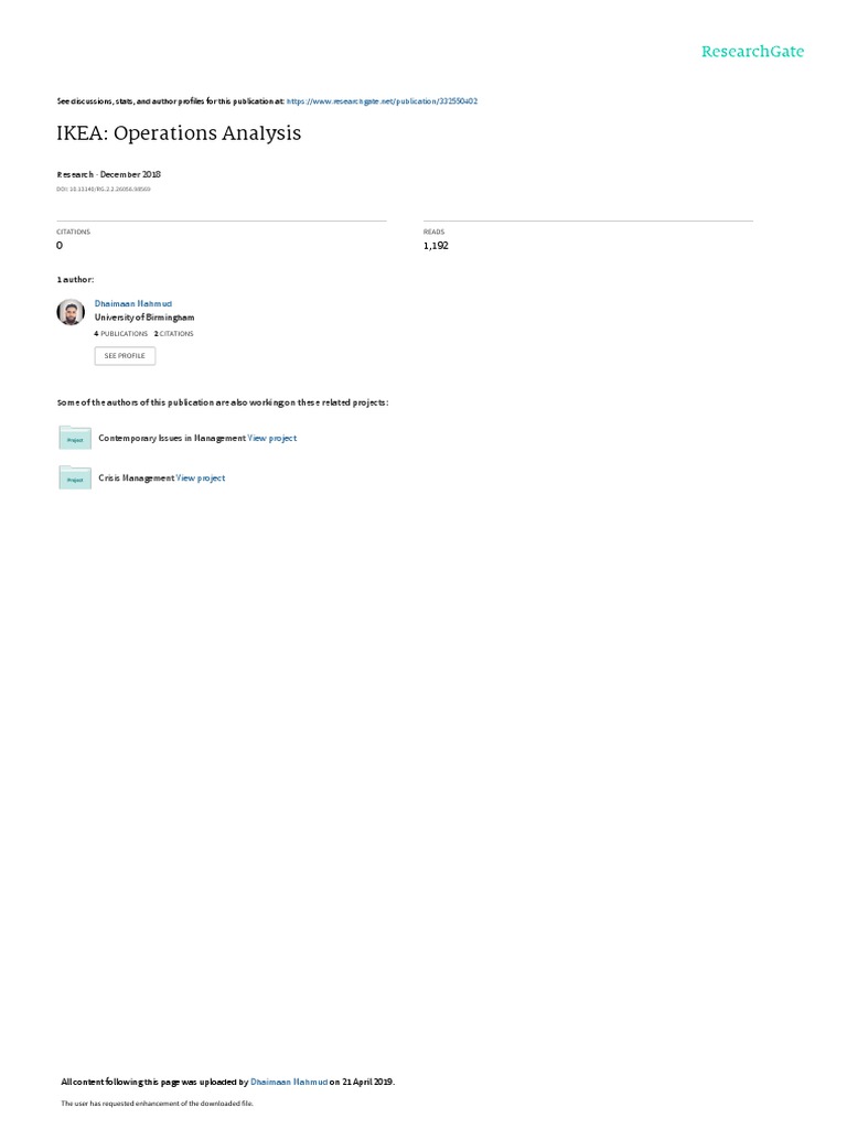 Ikea Operations Analysis PDF | PDF | Point Of Sale | Lean Manufacturing