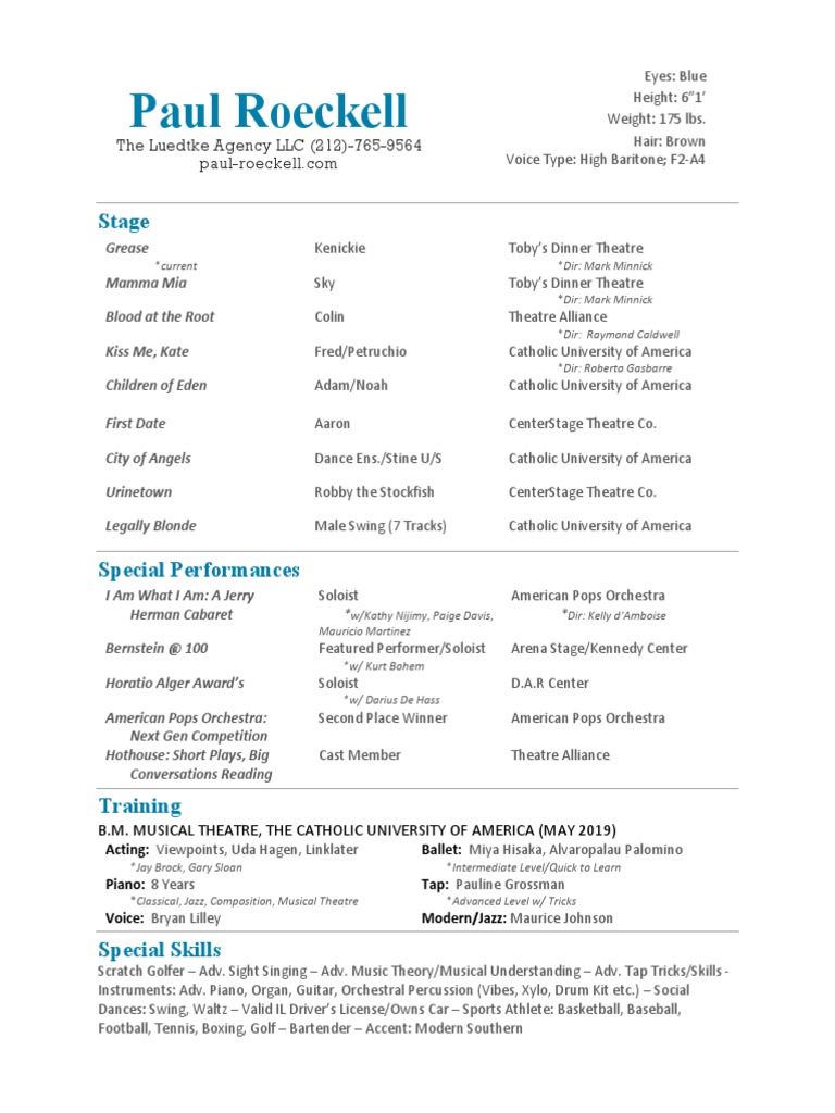 Paul Resume | PDF | Performing Arts | Entertainment