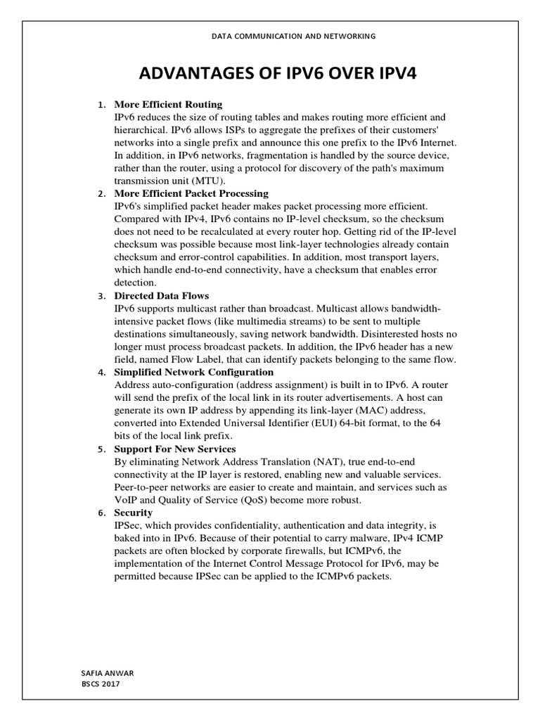 Advantages of Ipv6 Over Ipv4 | PDF | I Pv6 | Computer Network