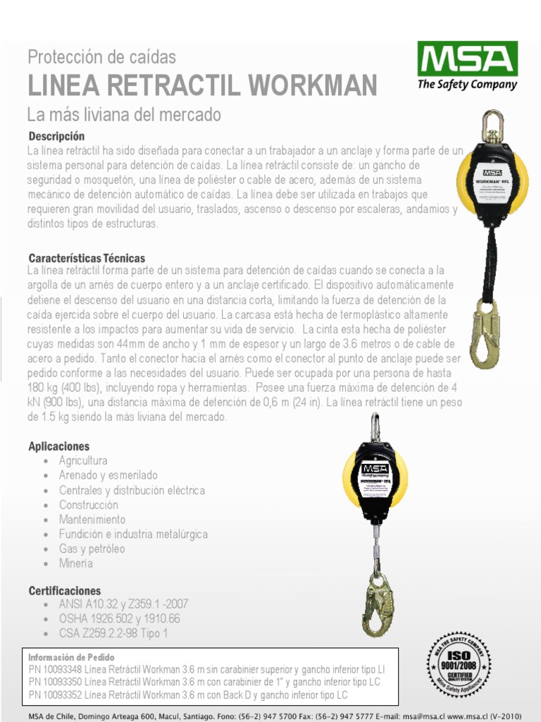 Ficha Proveedor Linea Retractil Msa 59642