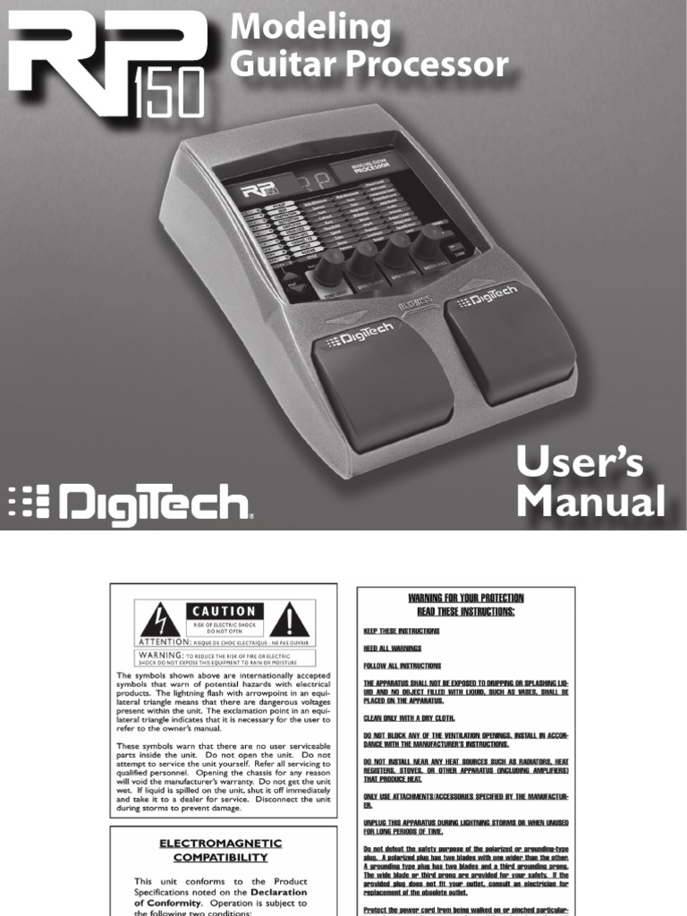 Digitech Rp150 User Manual | PDF | Amplifier | Sound Technology