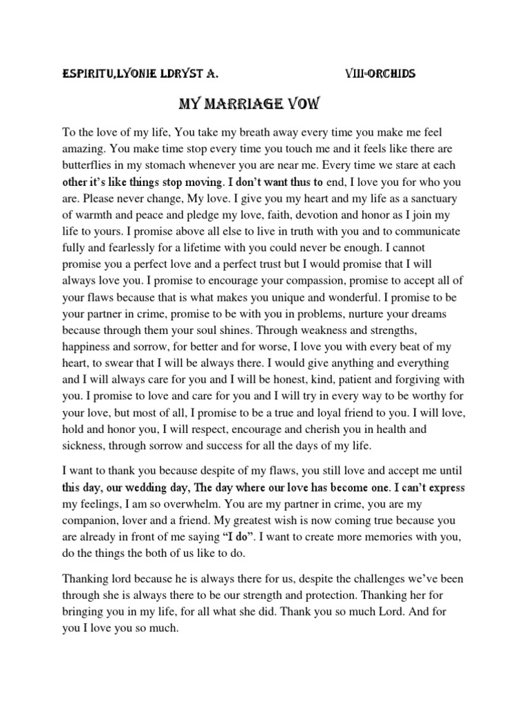 Marriage Vow | PDF