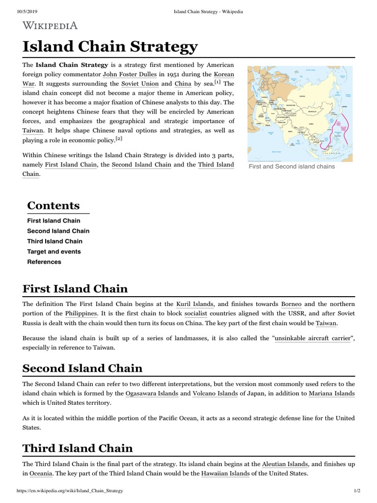 Island Chain Strategy: First Island Chain Second Island Chain Third ...