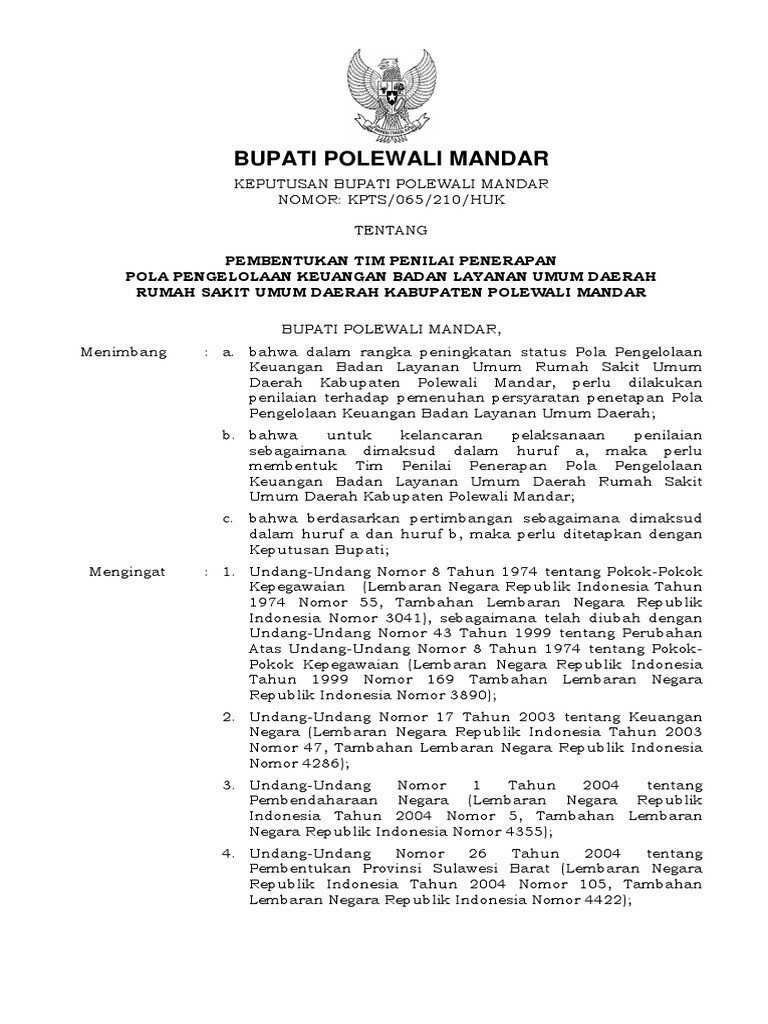 Contoh SK Tim Penilai BLUD | PDF