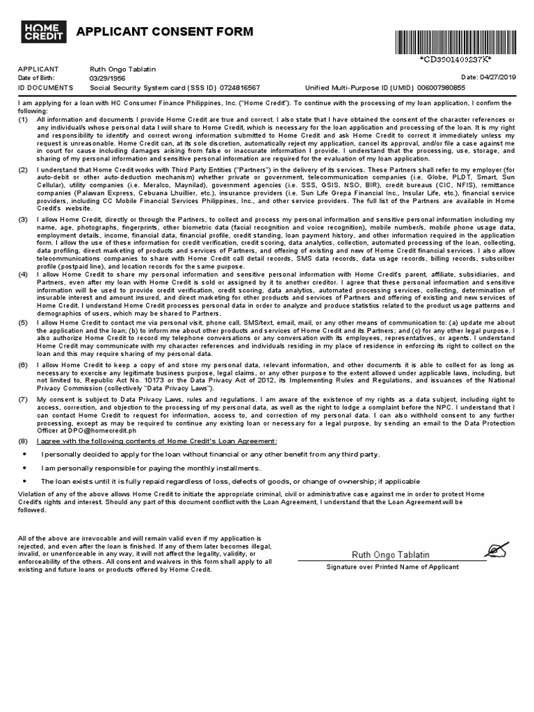 Applicant Consent Form: Date of Birth | PDF | Information Privacy ...