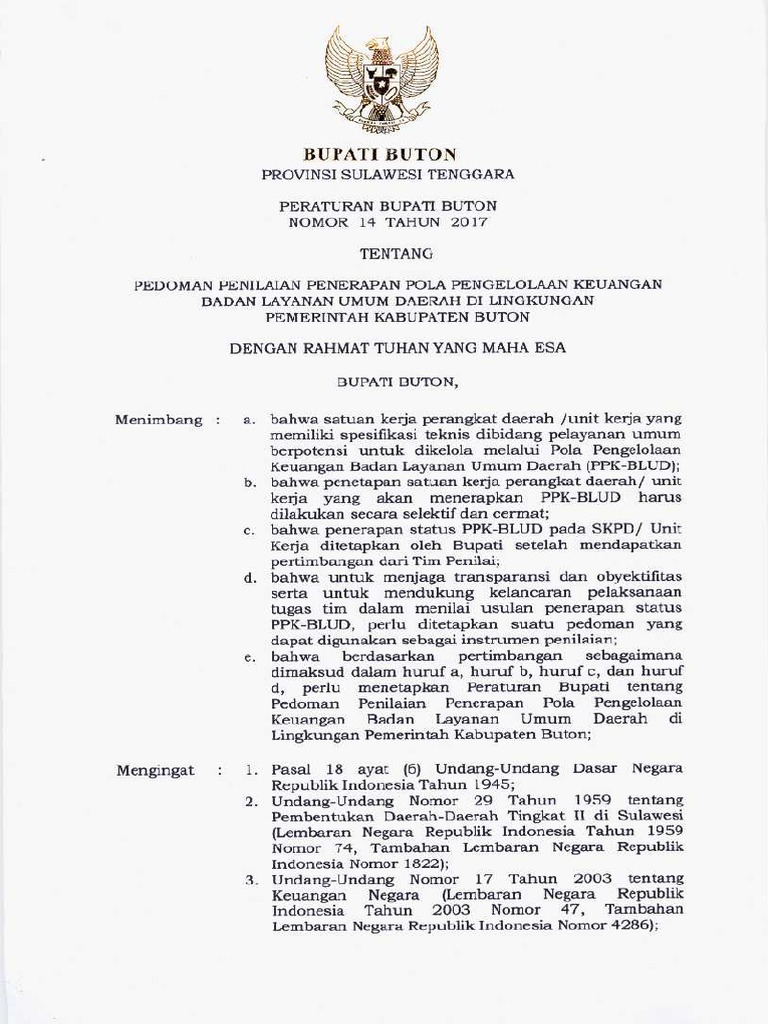 COntoh Perbub Tim Penilai BLUD RSUD | PDF