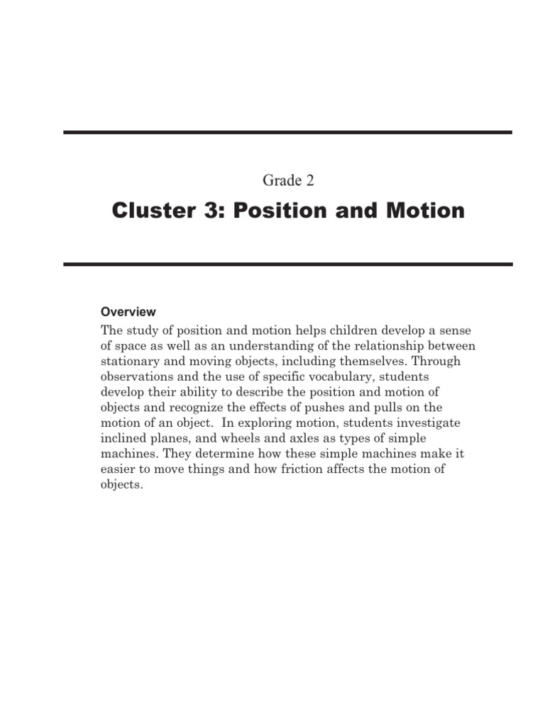 Cluster 3: Position and Motion: Grade 2 | PDF | Friction | Classroom