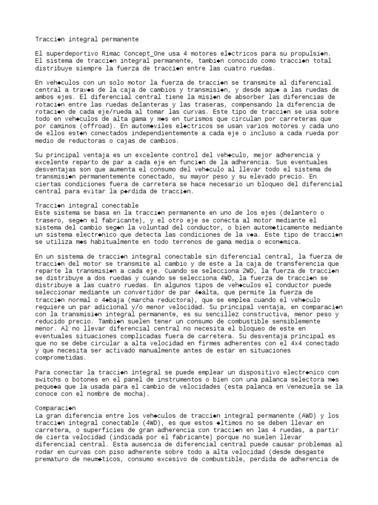 Tracción Integral Permanente | PDF | Tracción en las cuatro ruedas ...